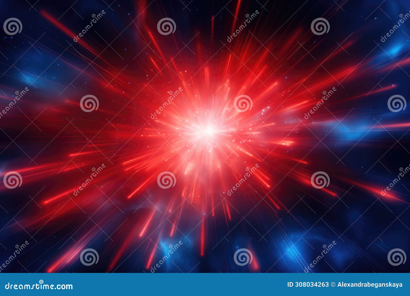 Abstract Glowing Red Light Effect with Sparkling Rays Blue Backlight ...