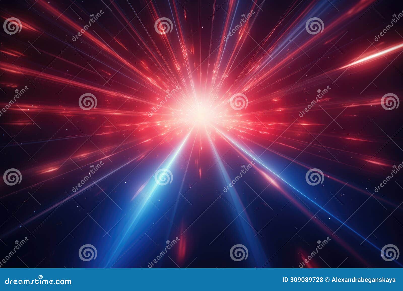 Abstract Glowing Red Light Effect with Sparkling Rays Blue Backlight ...
