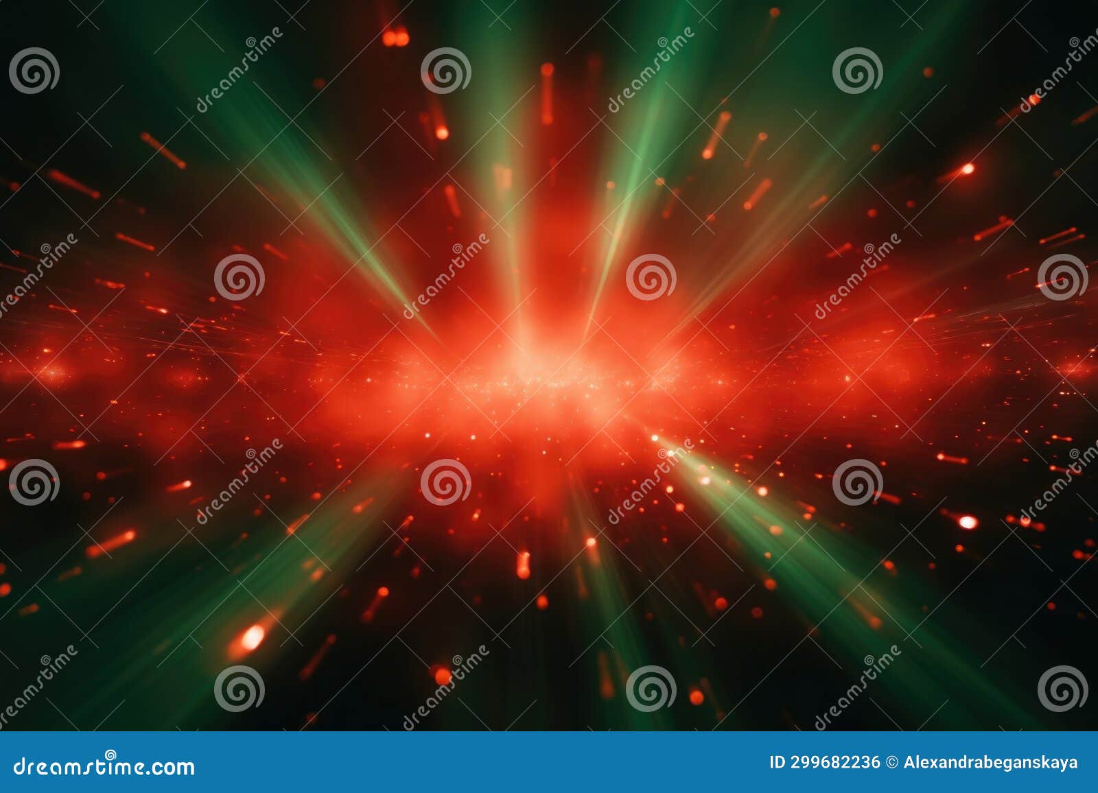 Abstract Glowing Red Light Effect with Sparkling Rays Green Backlight ...