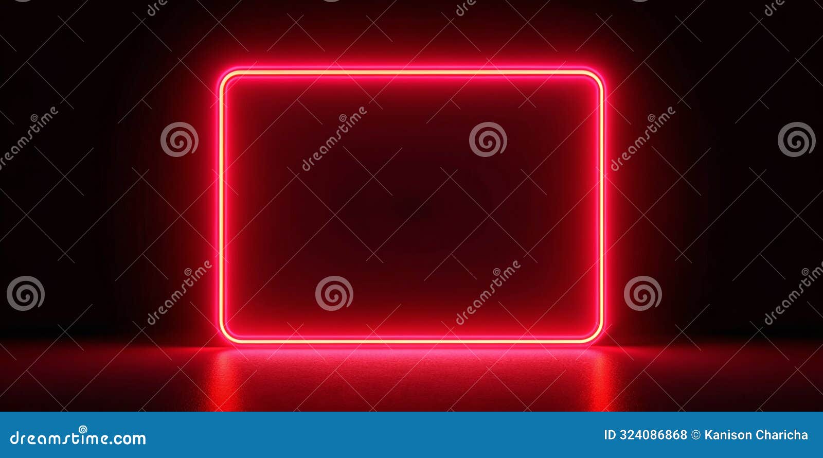 Abstract Glowing Red Neon Square Frame on Dark Background AI-Generated ...