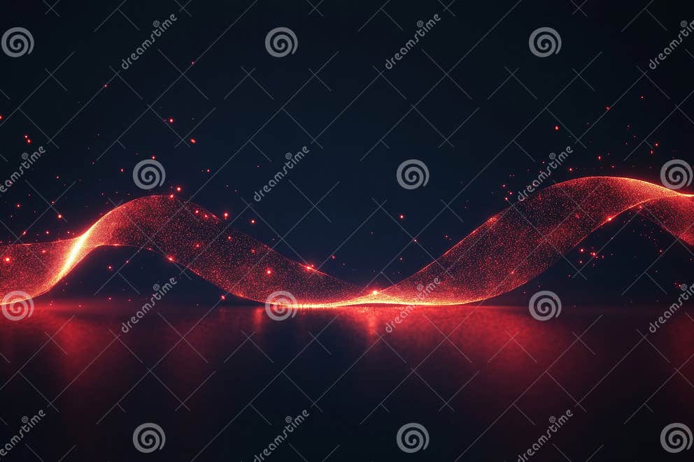 Abstract Glowing Red Wave Graphic Design Stock Illustration ...
