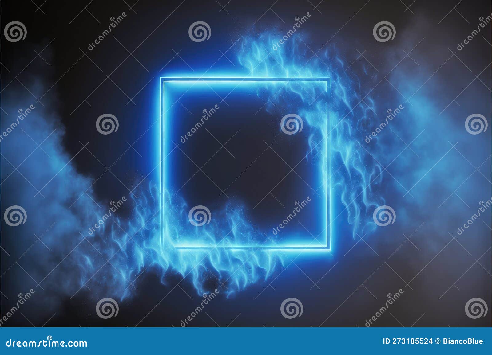 Abstract of Glowing Smoke Square Frame Illuminated with Neon Light on ...