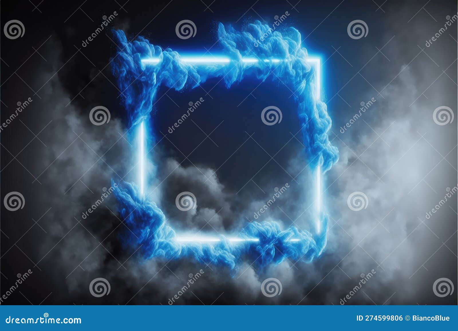 Abstract of Glowing Smoke Square Frame Illuminated with Neon Light on ...