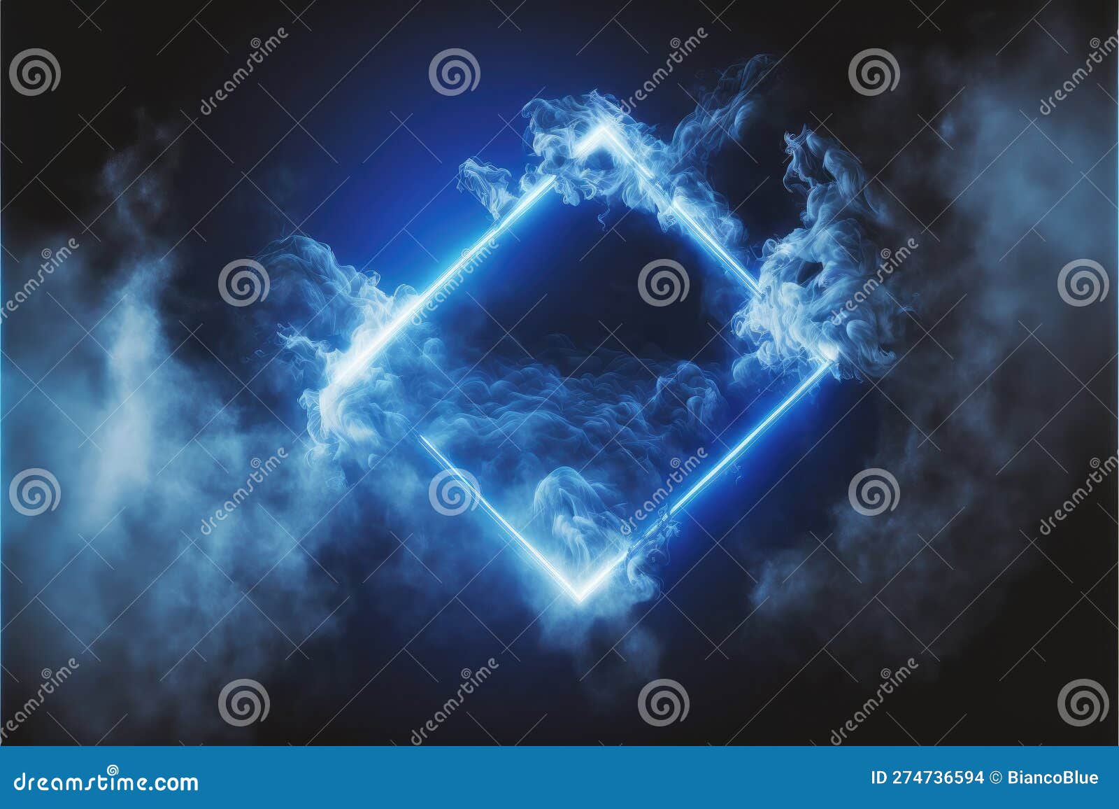 Abstract of Glowing Smoke Square Frame Illuminated with Neon Light on ...