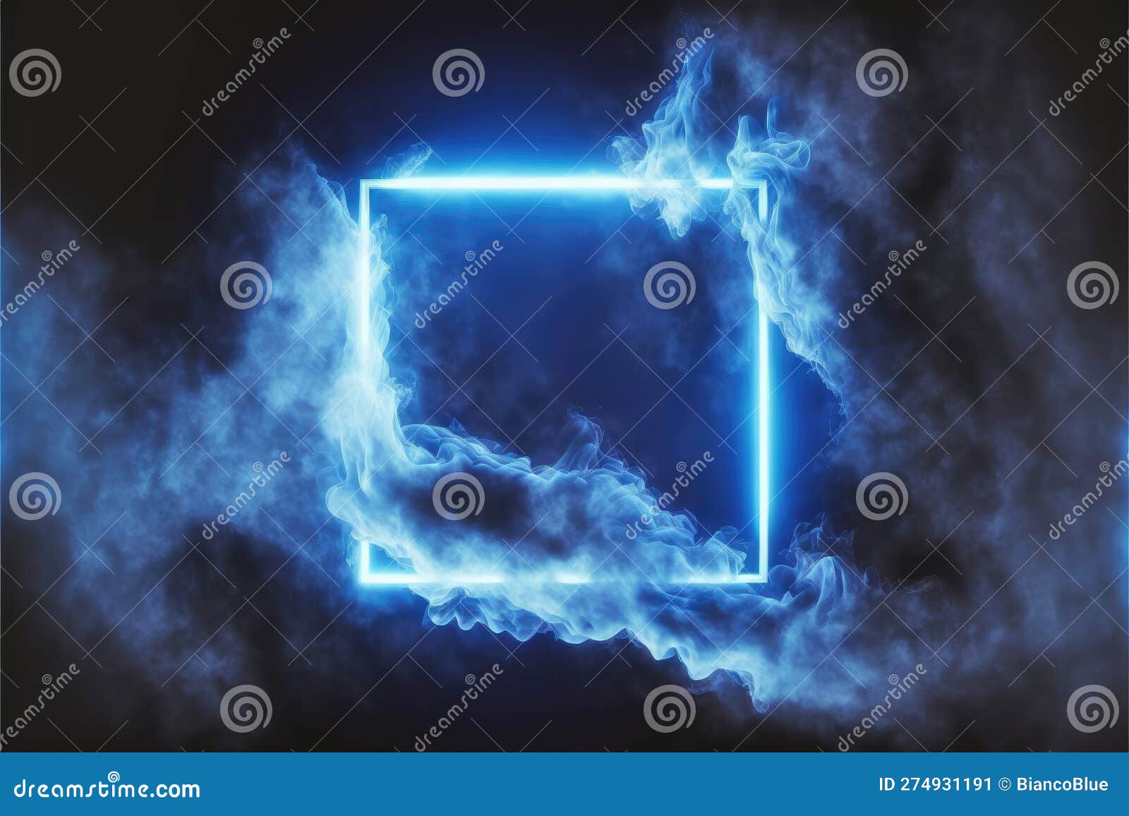 Abstract of Glowing Smoke Square Frame Illuminated with Neon Light on ...