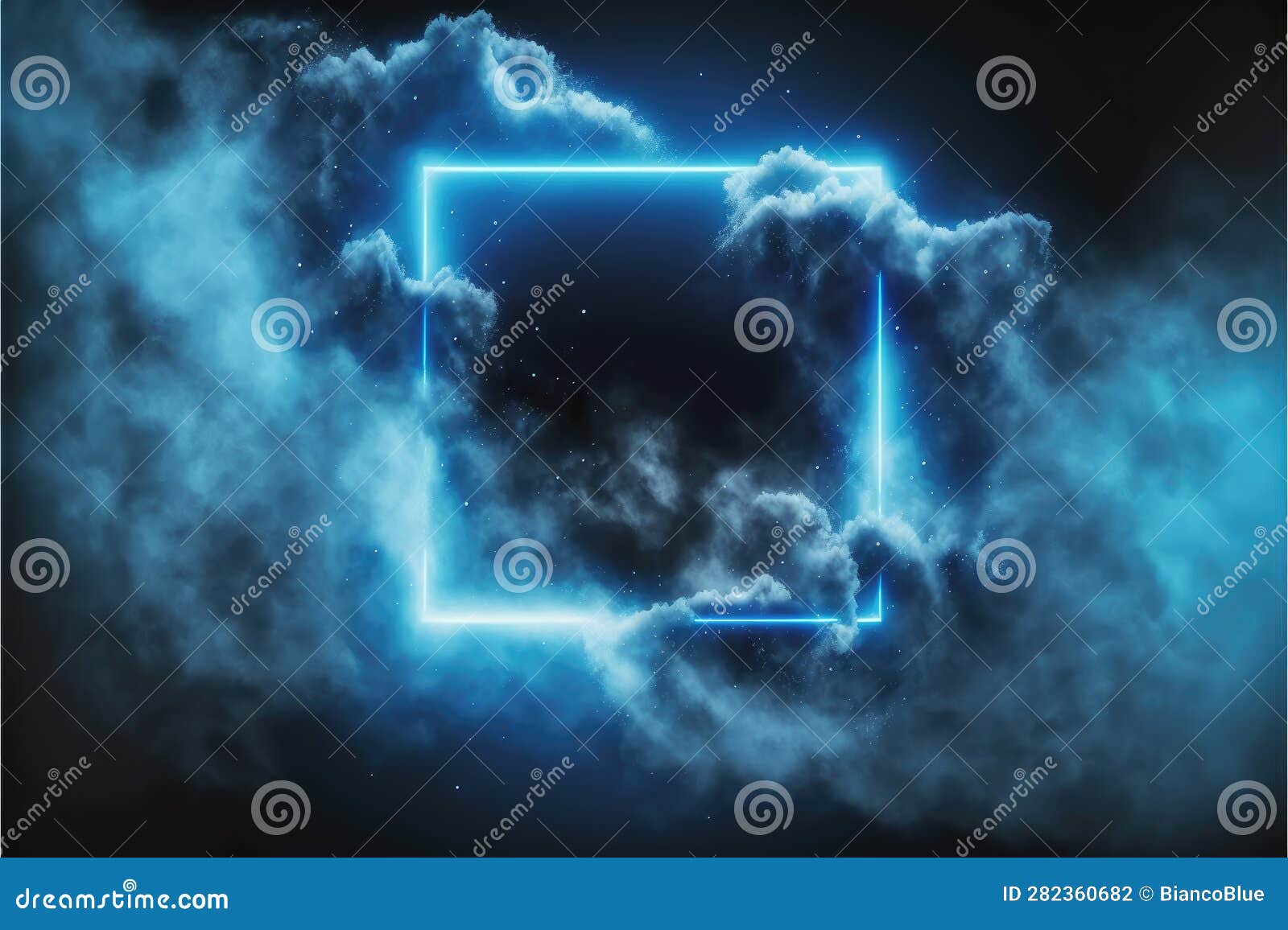 Abstract of Glowing Smoke Square Frame Illuminated with Neon Light on ...