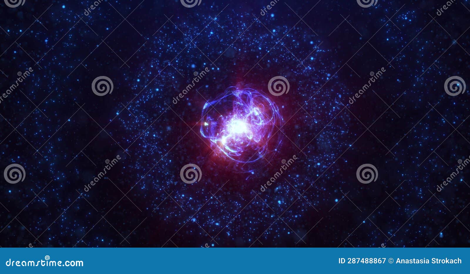 Abstract Glowing Sphere, Energy Ball Shines Brightly with Rays of Light ...