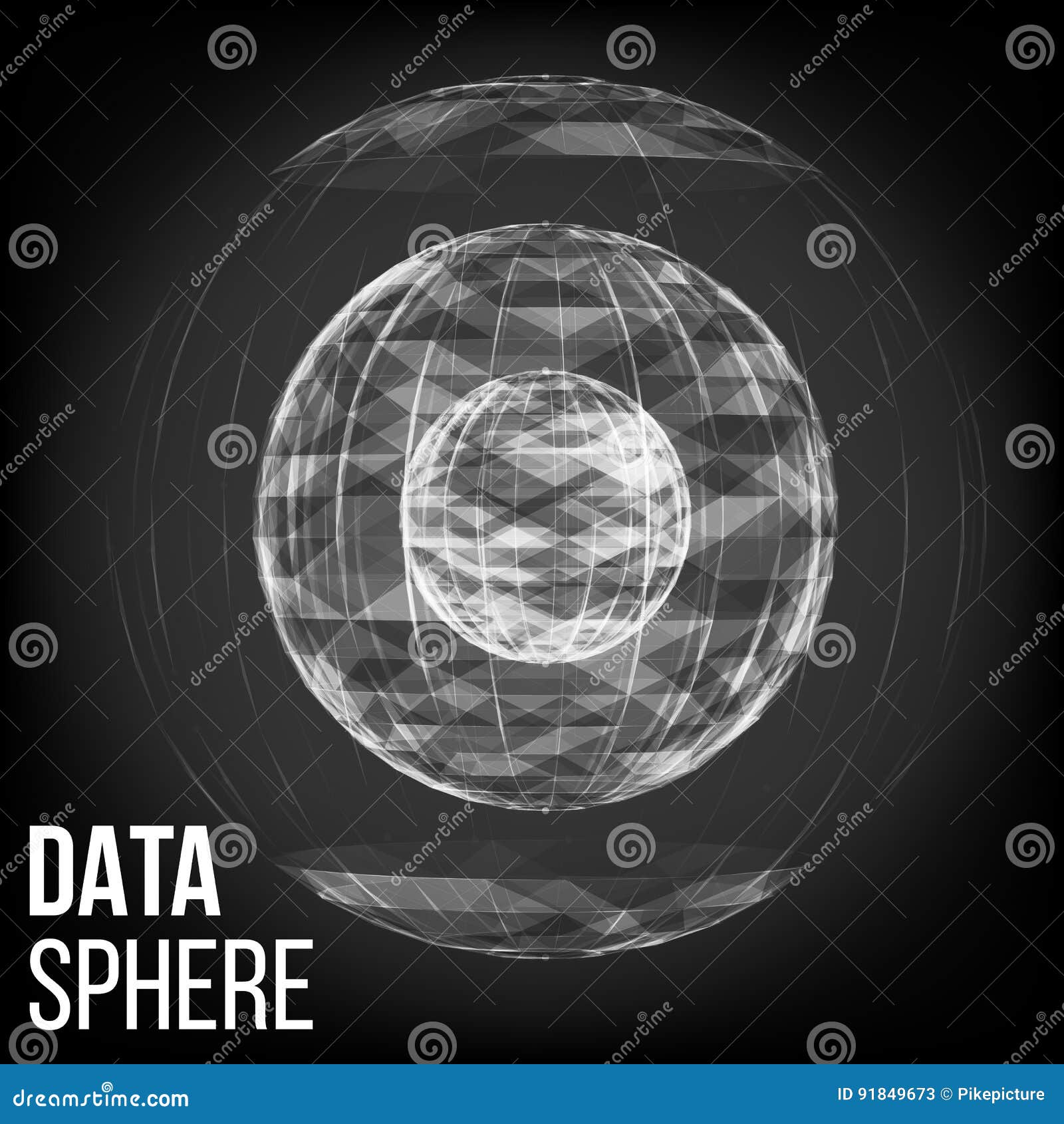 Abstract Glowing Sphere Vector Big Data Sphere Vector Cyber Sphere Structure Representation