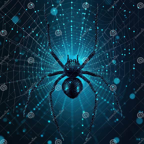 Abstract Glowing Spider in a Web of Light Stock Photo - Image of ...