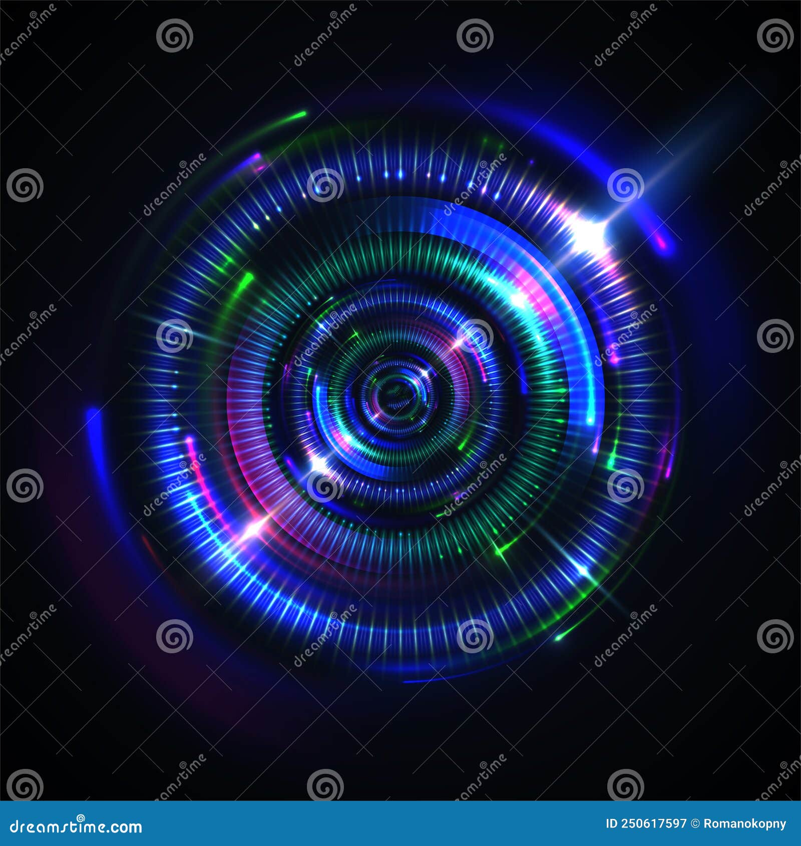 Abstract Glowing Tech Background with Round Elements Stock Illustration ...