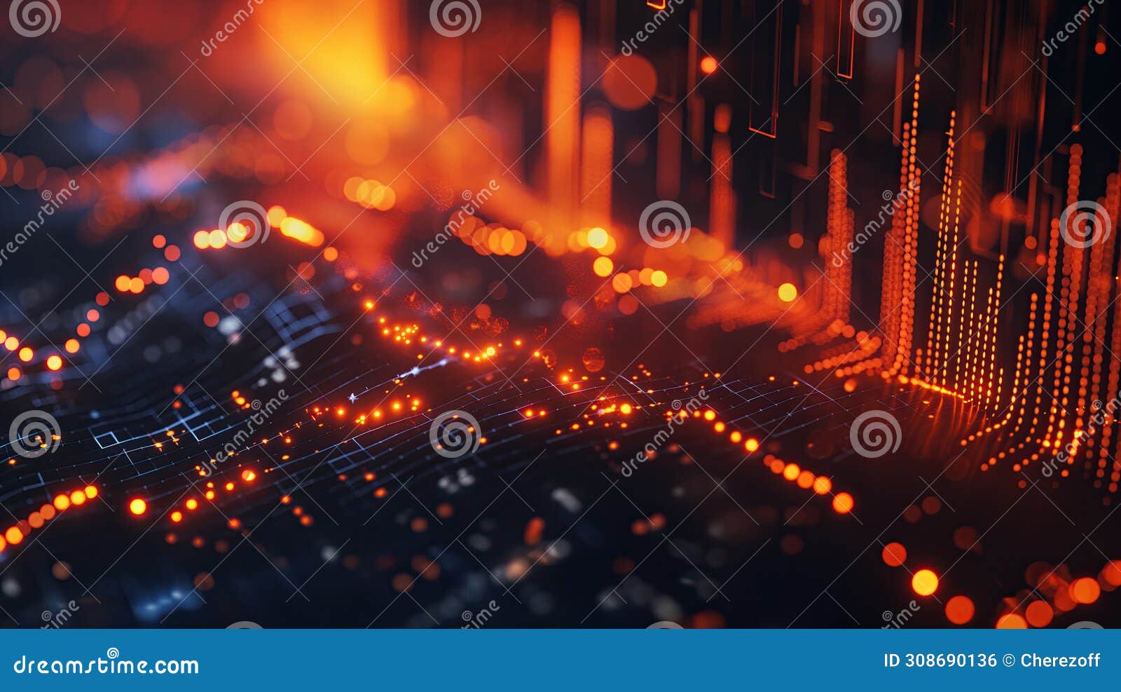 Abstract Glowing Trading Chart Stock Illustration - Illustration of ...
