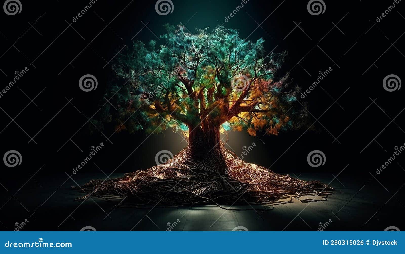 Abstract Glowing Tree Trunk Symbolizes Futuristic Growth in Nature ...