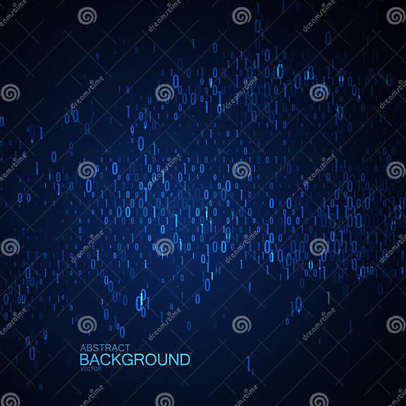 Abstract Glowing Virtual Neon Cloud with Chaotic Binary Code Particles. Stock Vector ...