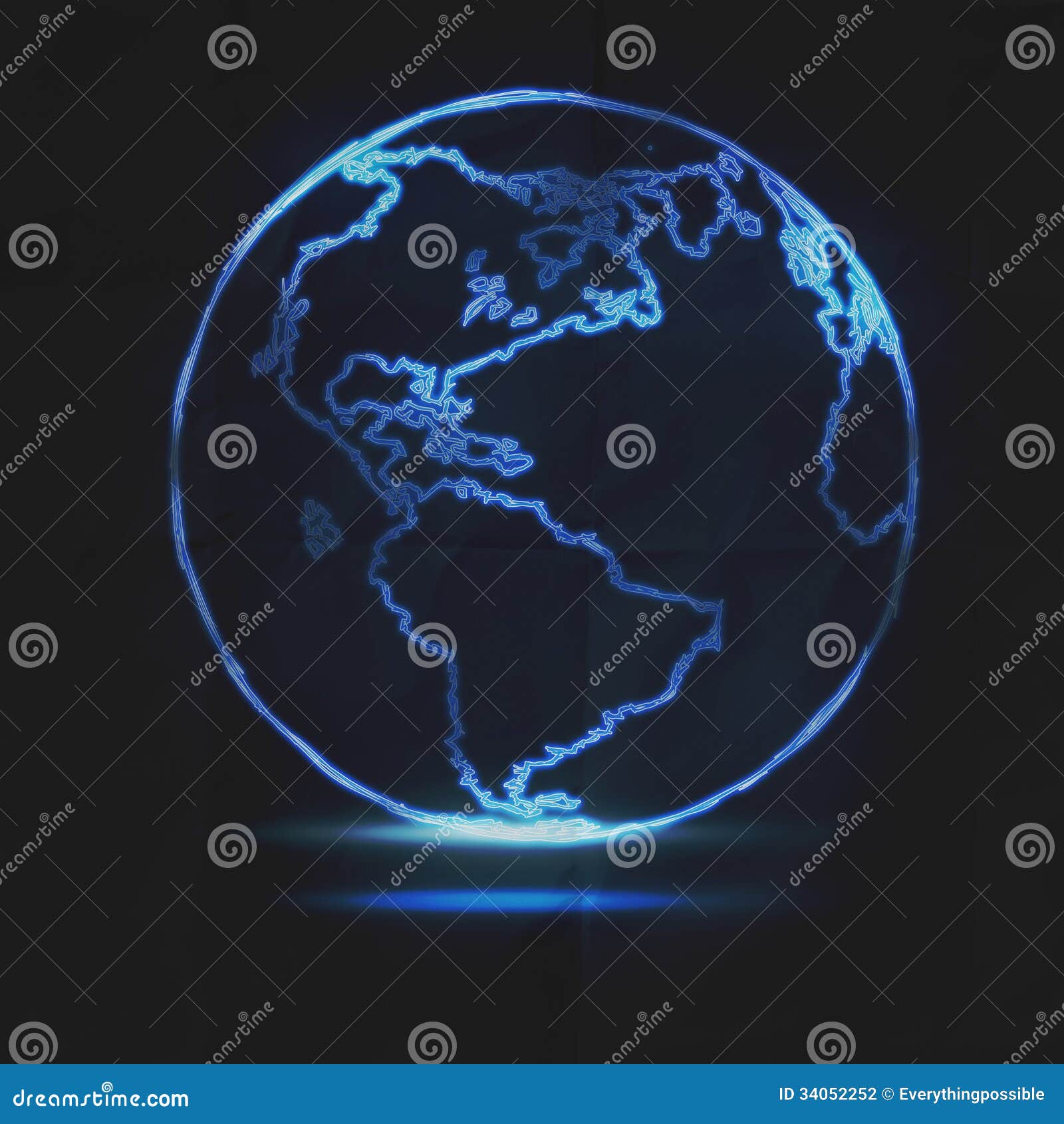 Abstract Glowing World Map stock illustration. Illustration of night ...