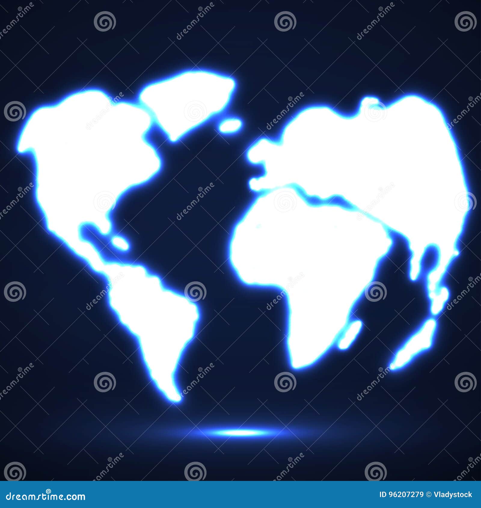 Abstract glowing world map stock vector. Illustration of asia - 96207279