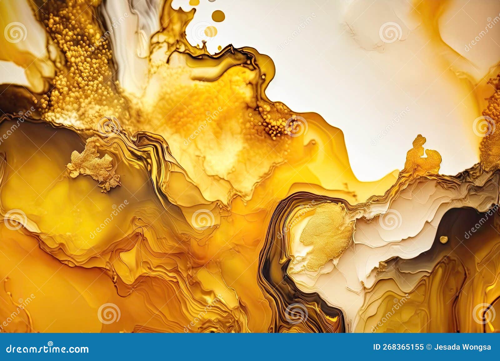 Abstract Gold Alcohol Ink Background, Hand Painted Liquid Ink Gold ...