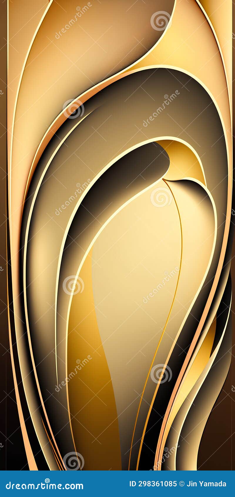 Abstract Gold Background with Curved Lines and Waves. 3d Render ...