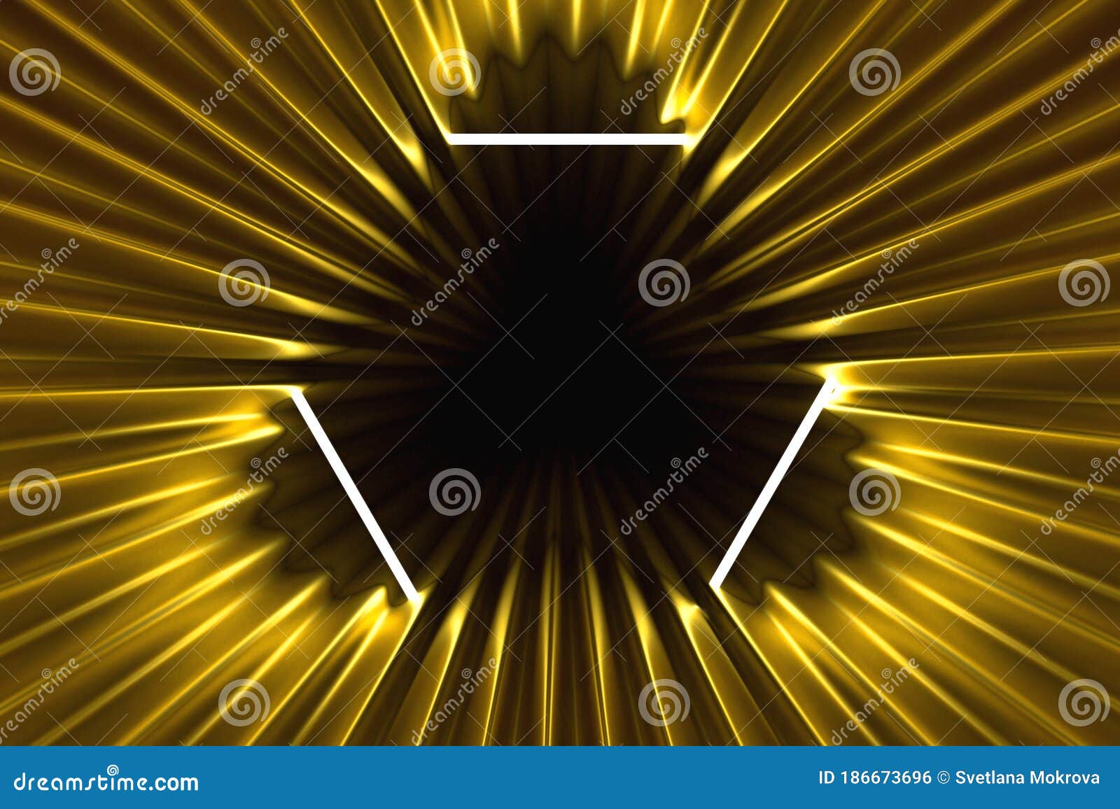 Abstract Gold Background Illuminated with Neon Frame Illuminated 3D ...
