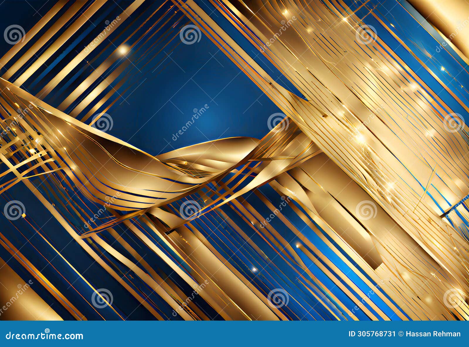 Abstract Gold and Blue Lines Background Stock Image - Image of line ...