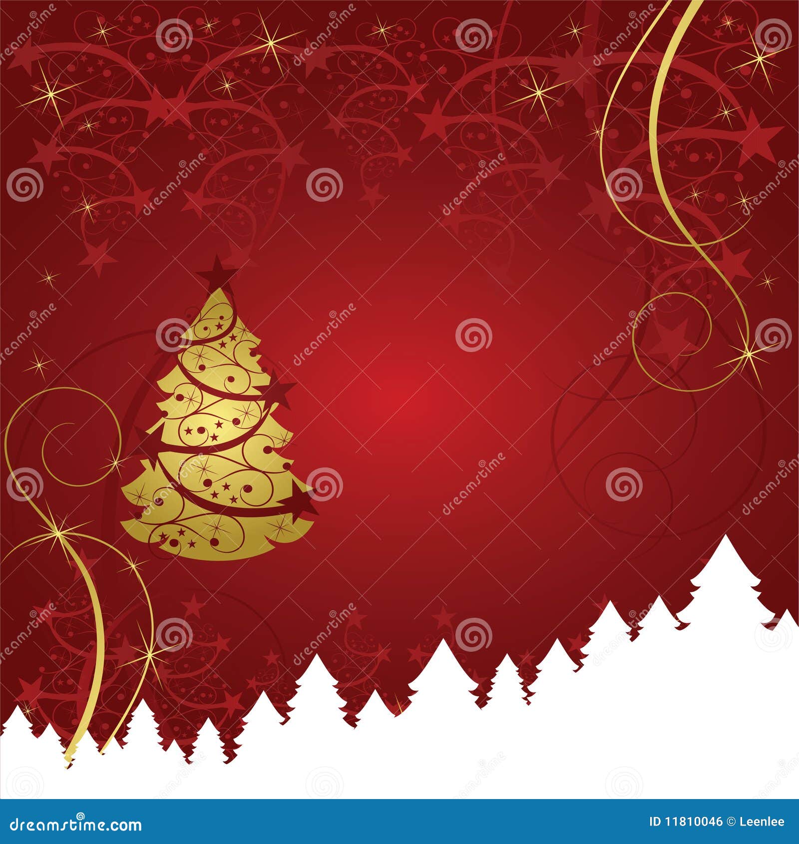 Abstract Gold Christmas Tree Card Stock Vector - Illustration of ...