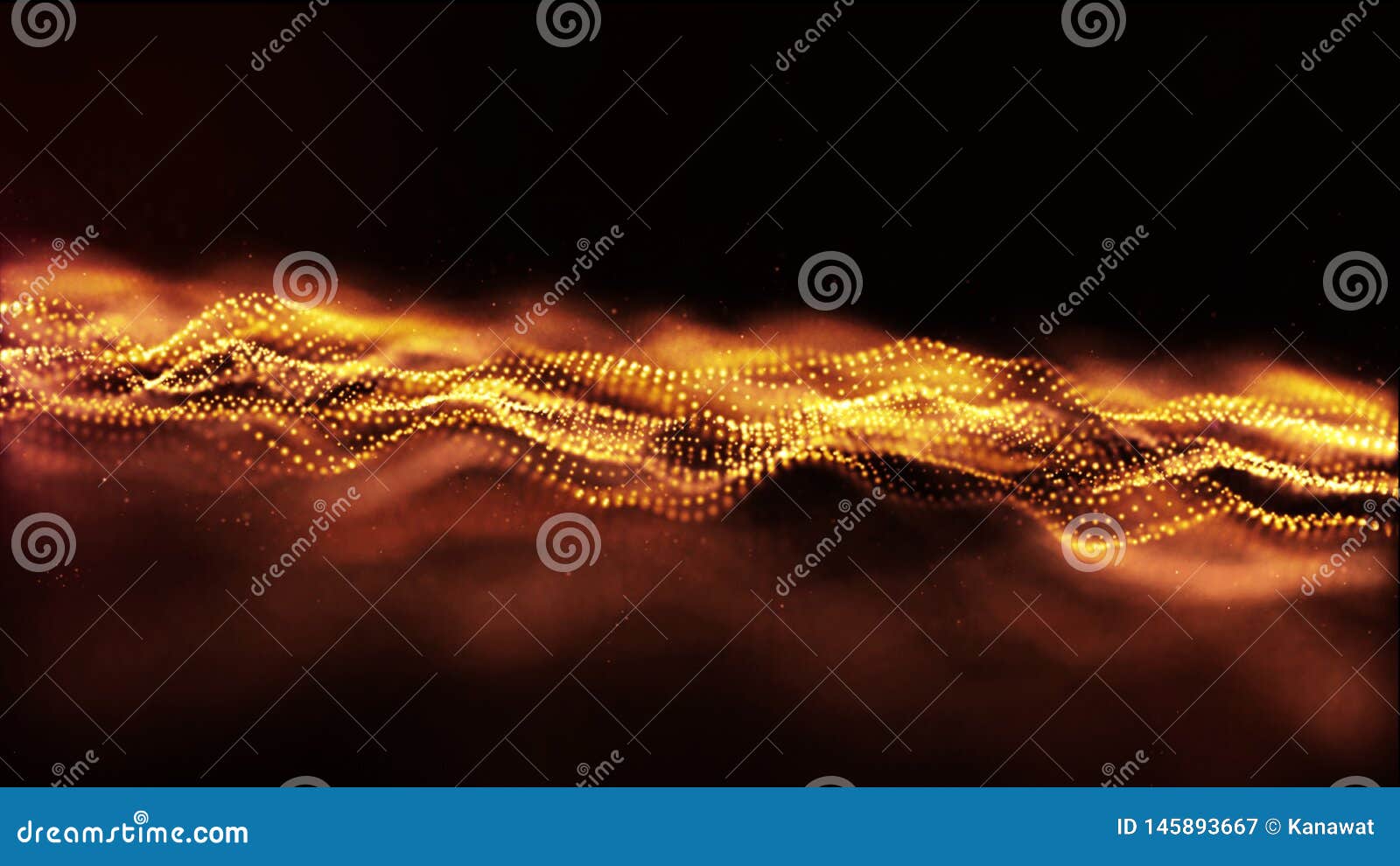 Abstract Gold Color Digital Particles Wave with Dust and Light ...
