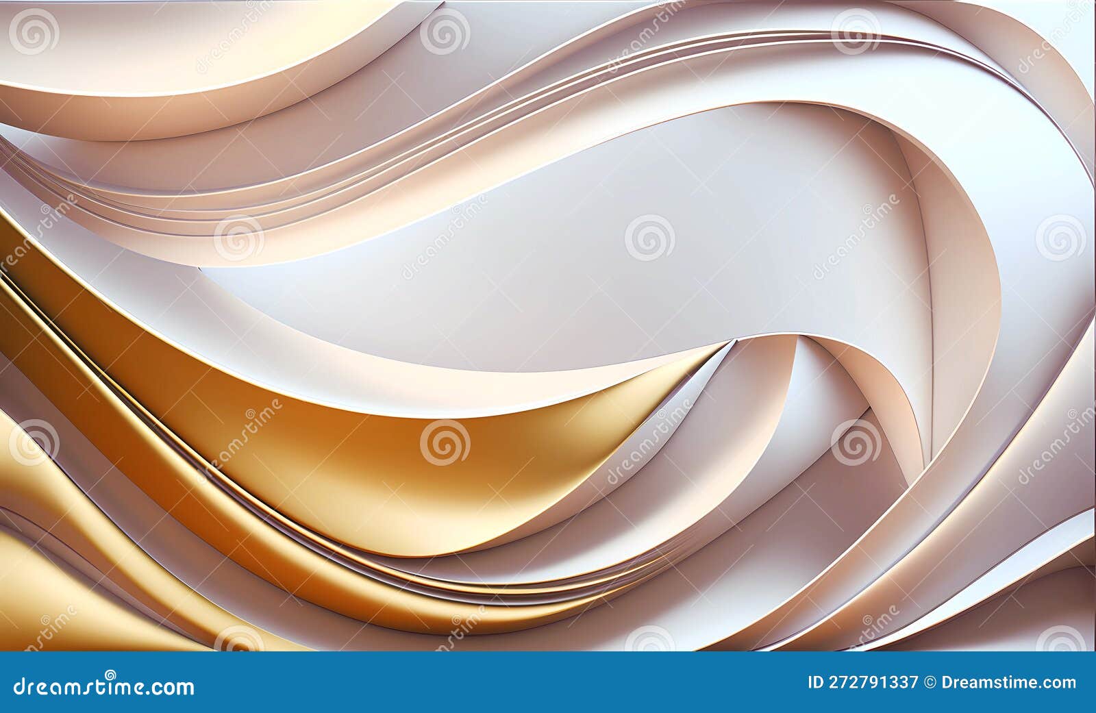 Abstract Gold and Creamy Soft Illustration with Wavy Forms. Elegance ...