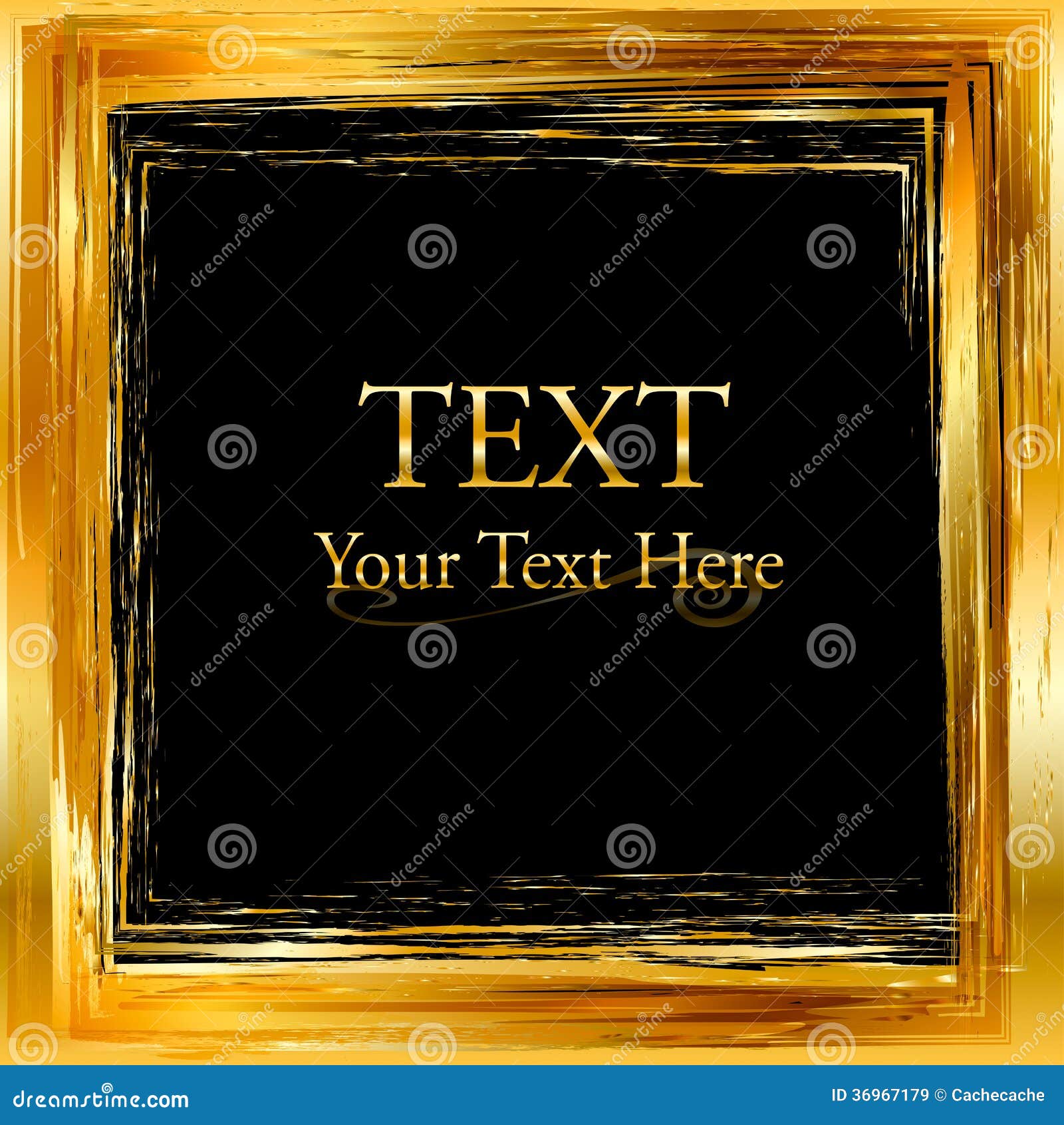 Abstract Gold Design Element. Square Frame Painted Stock Vector ...