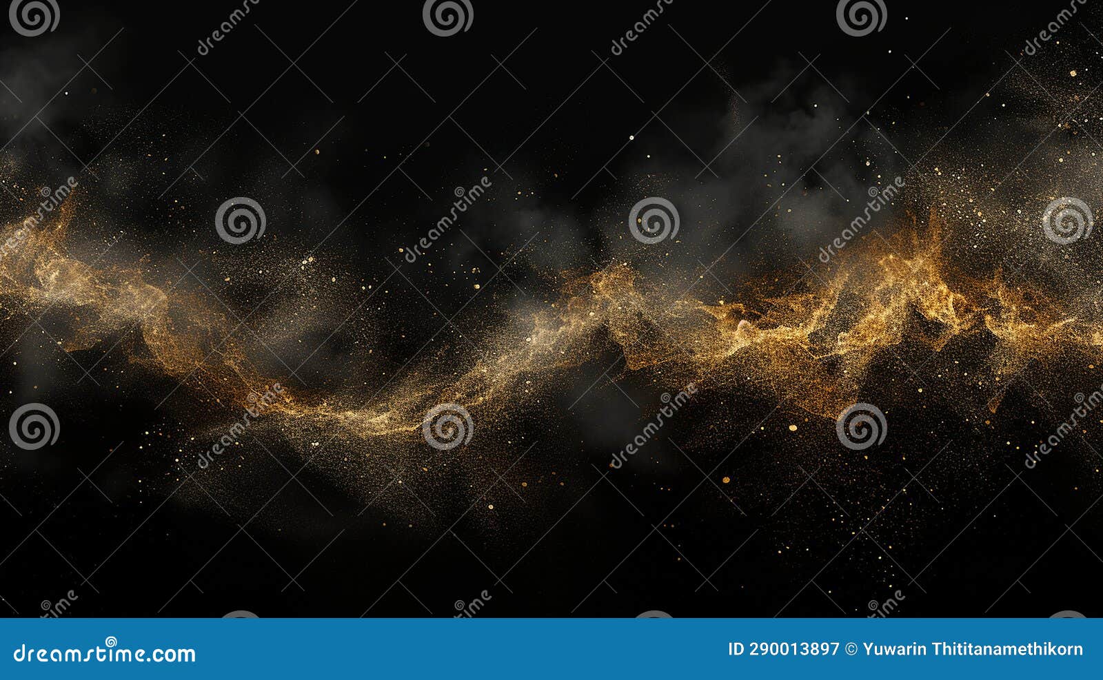 Abstract Gold Dust Background Over Black. Generative AI Stock ...