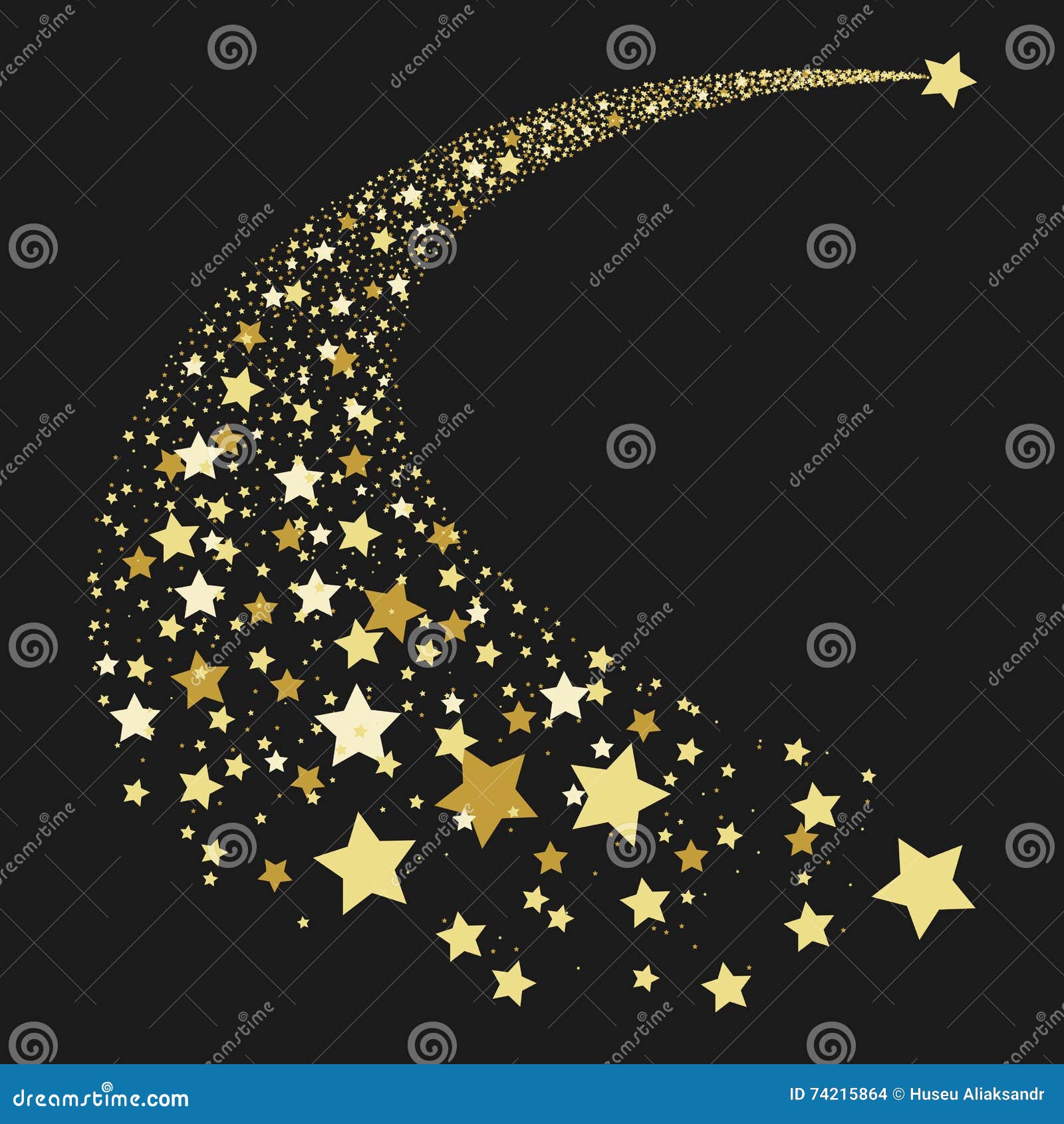 Falling Star Vector Illustration - Black Shooting Star With Elegant ...