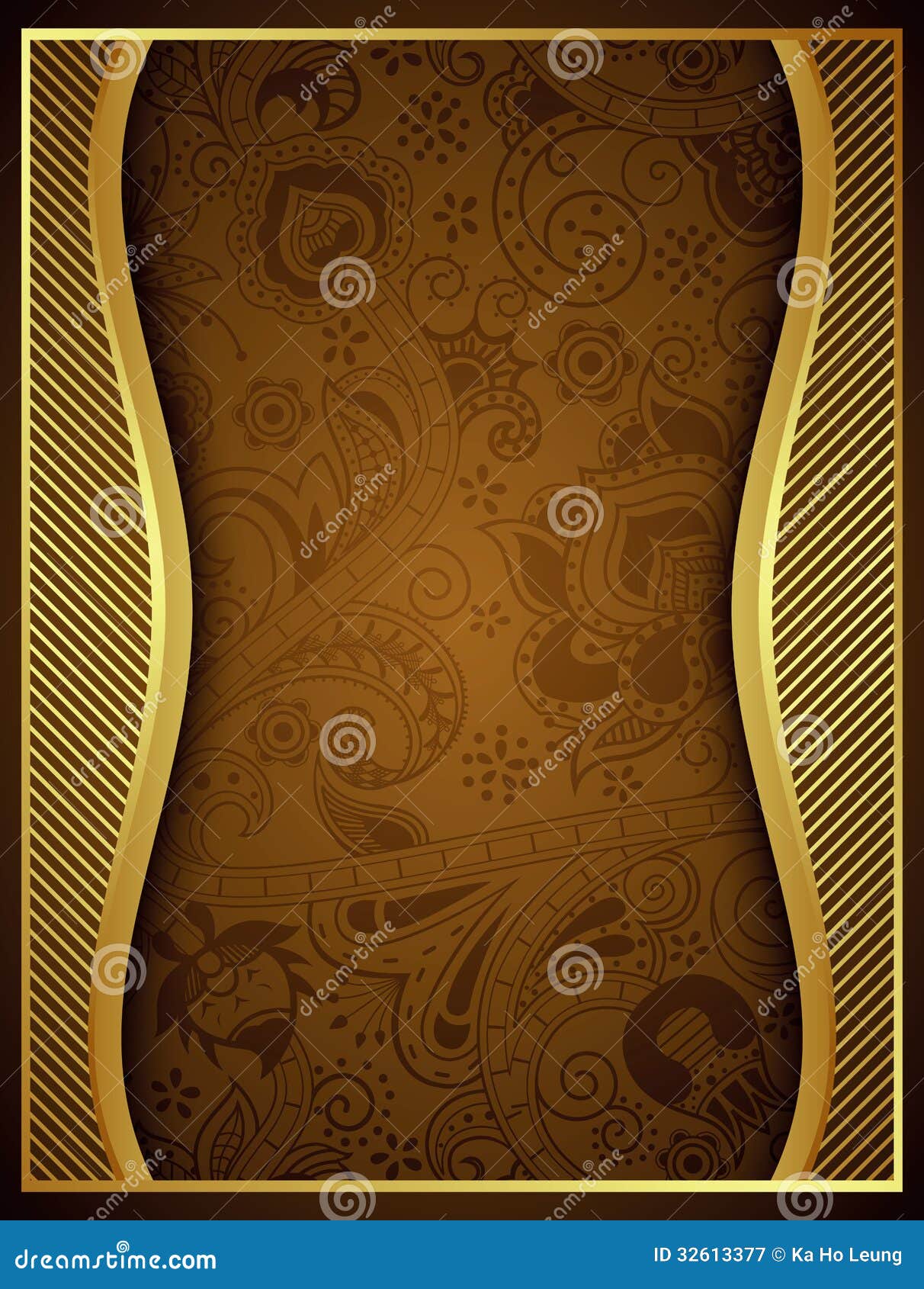 Abstract Gold Floral Frame Background Stock Illustration - Illustration ...