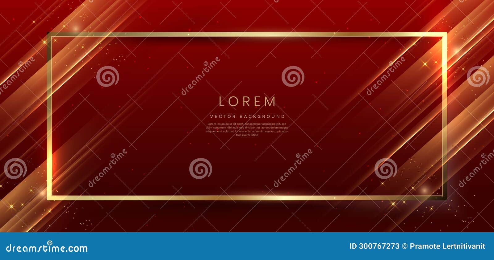Abstract Gold Frame on Red Background with Lighting Effect and Sparkle ...