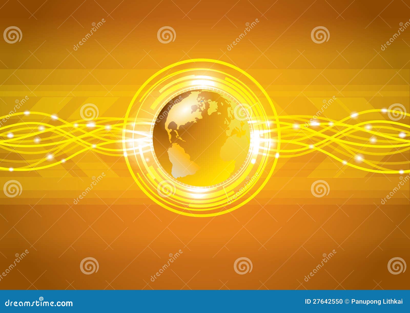 Abstract Gold Global Earth Technology Stock Vector - Illustration of ...