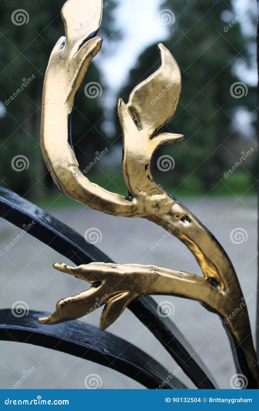 Abstract Gold Leaf on Wrought Iron Gate Stock Photo - Image of site ...