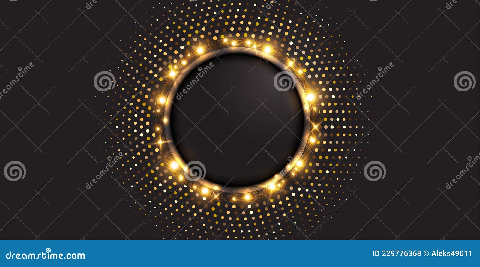 Abstract Gold Light Circle .Background with Gold Spangles .Golden Frame ...