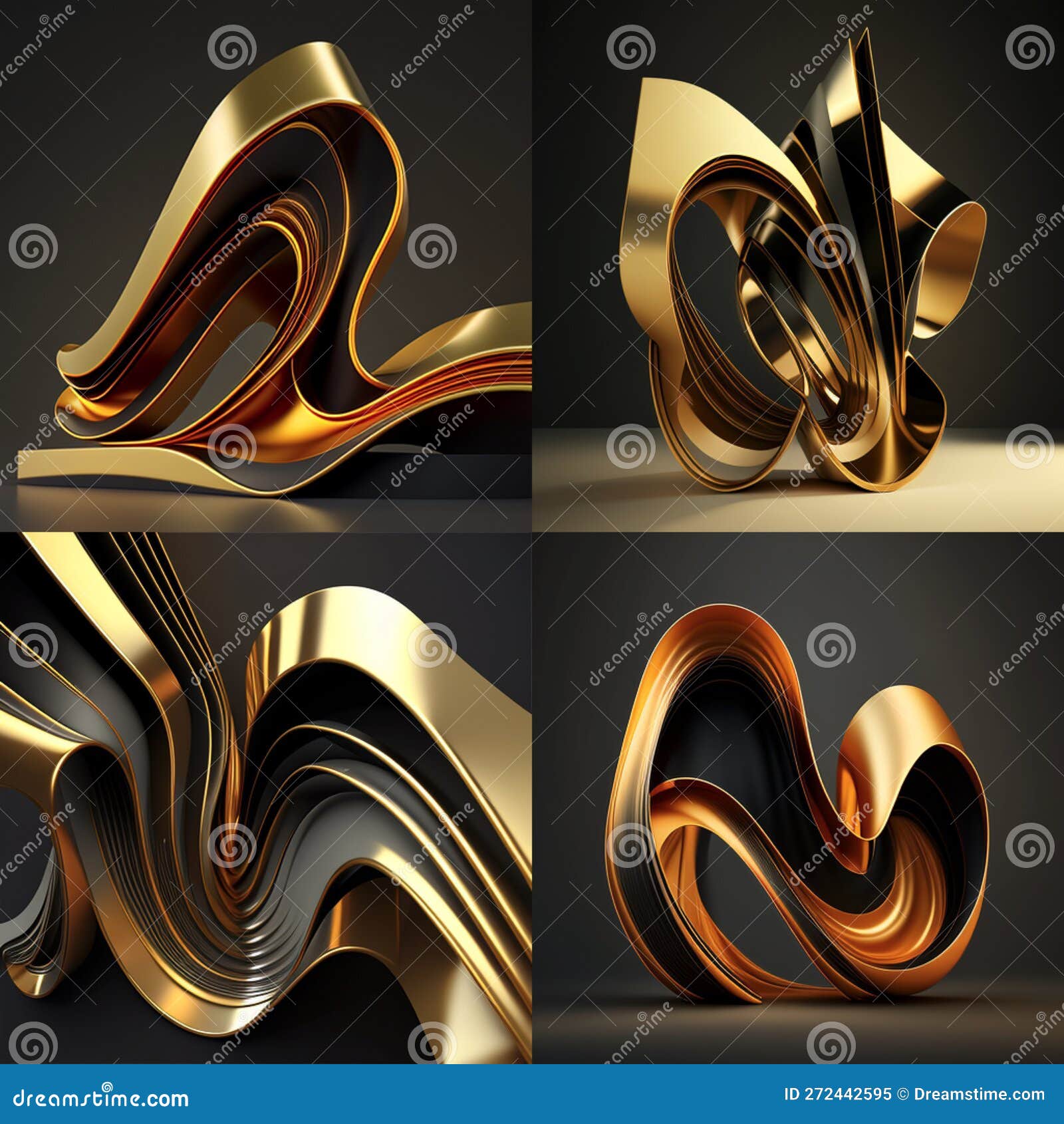 Abstract Gold Line, 3d Render Ai, Generative Stock Illustration ...