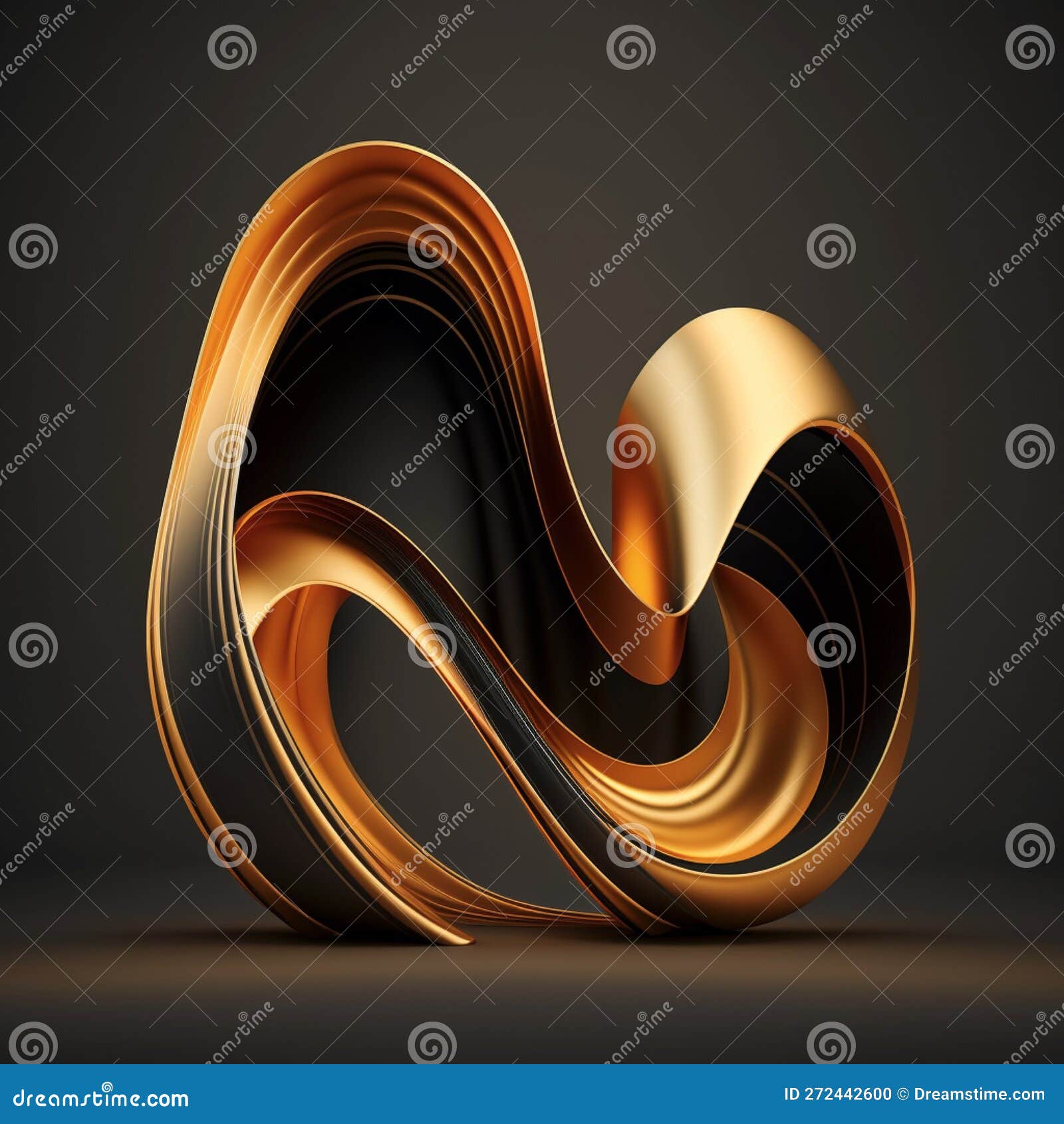 Abstract Gold Line, 3d Render Ai, Generative Stock Illustration ...