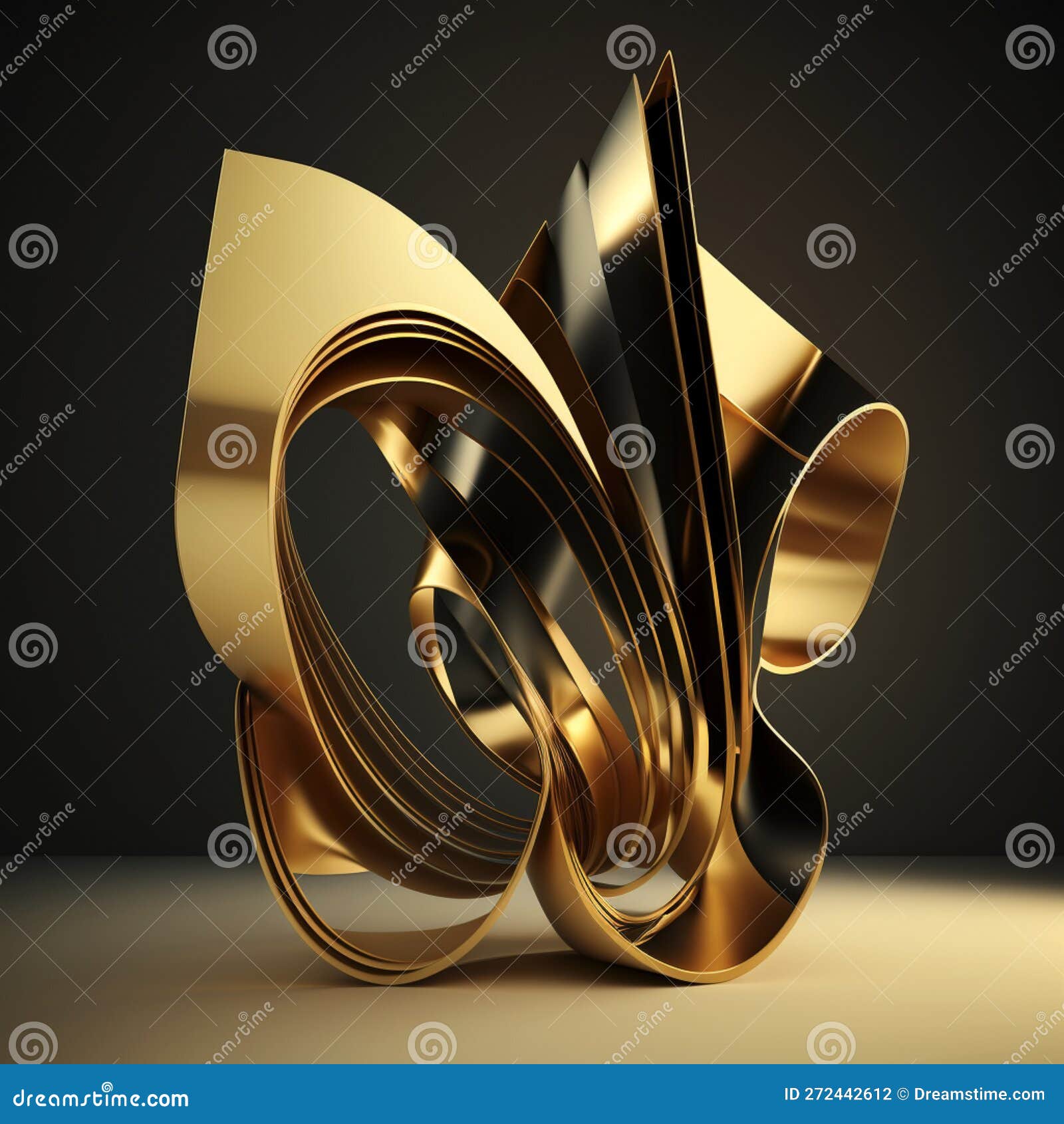 Abstract Gold Line, 3d Render Ai, Generative Stock Illustration ...