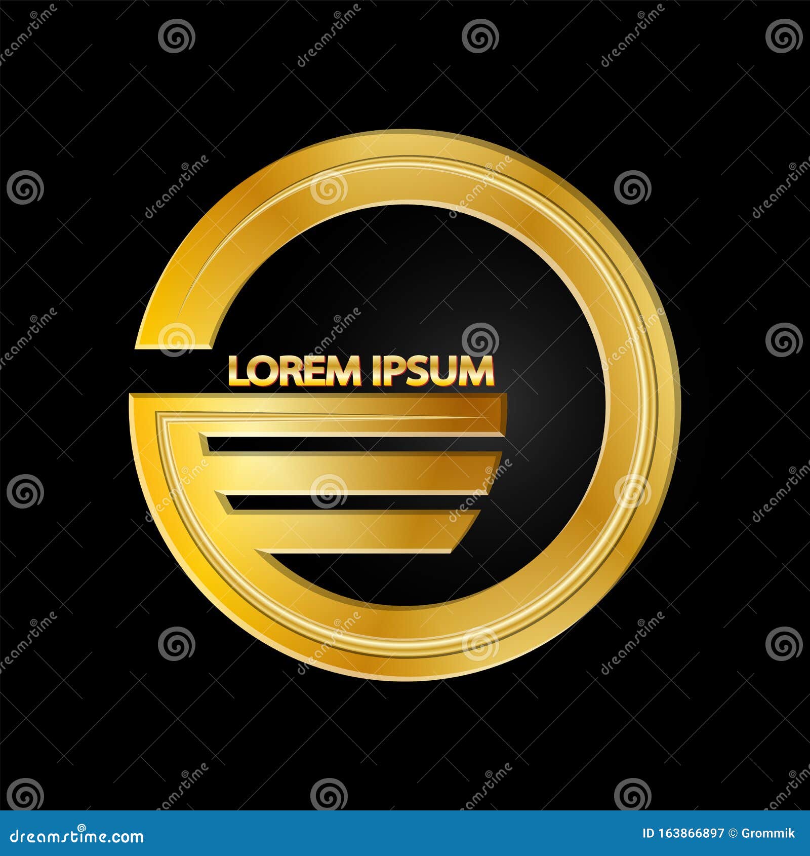 Abstract Gold Logo on Black Background for Design and Decoration Stock ...