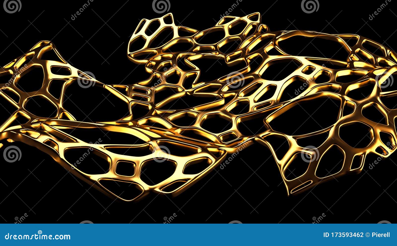 Abstract Gold Mesh on a Black Background. 3d Illustration, 3d Rendering ...