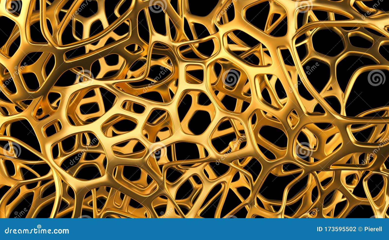 Abstract Gold Mesh on a Black Background. 3d Illustration, 3d Rendering ...