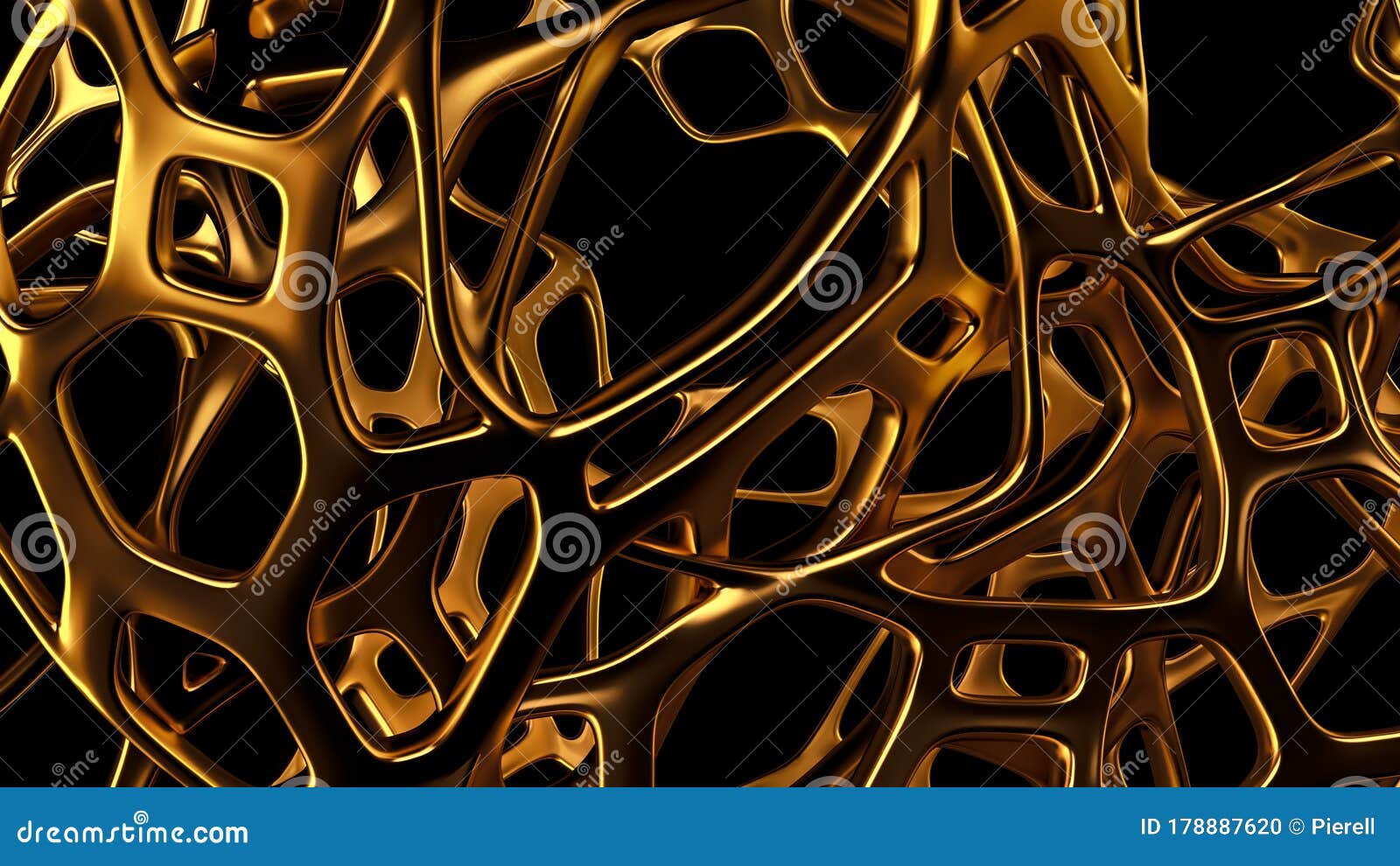 Abstract Gold Mesh on a Black Background. 3d Illustration, 3d Rendering ...