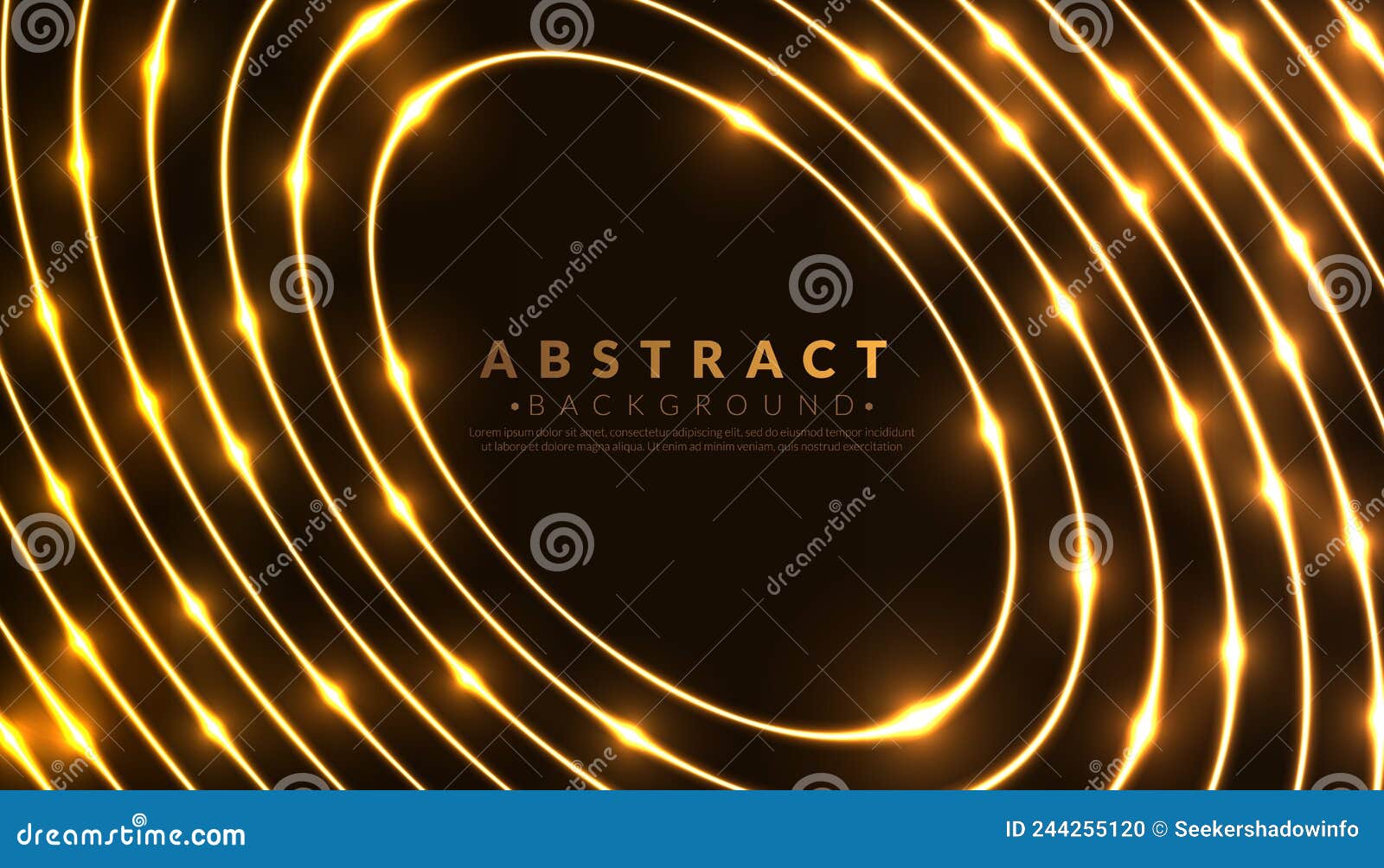 Abstract Gold Neon Light Pattern. Modern Circle Glow Background ...