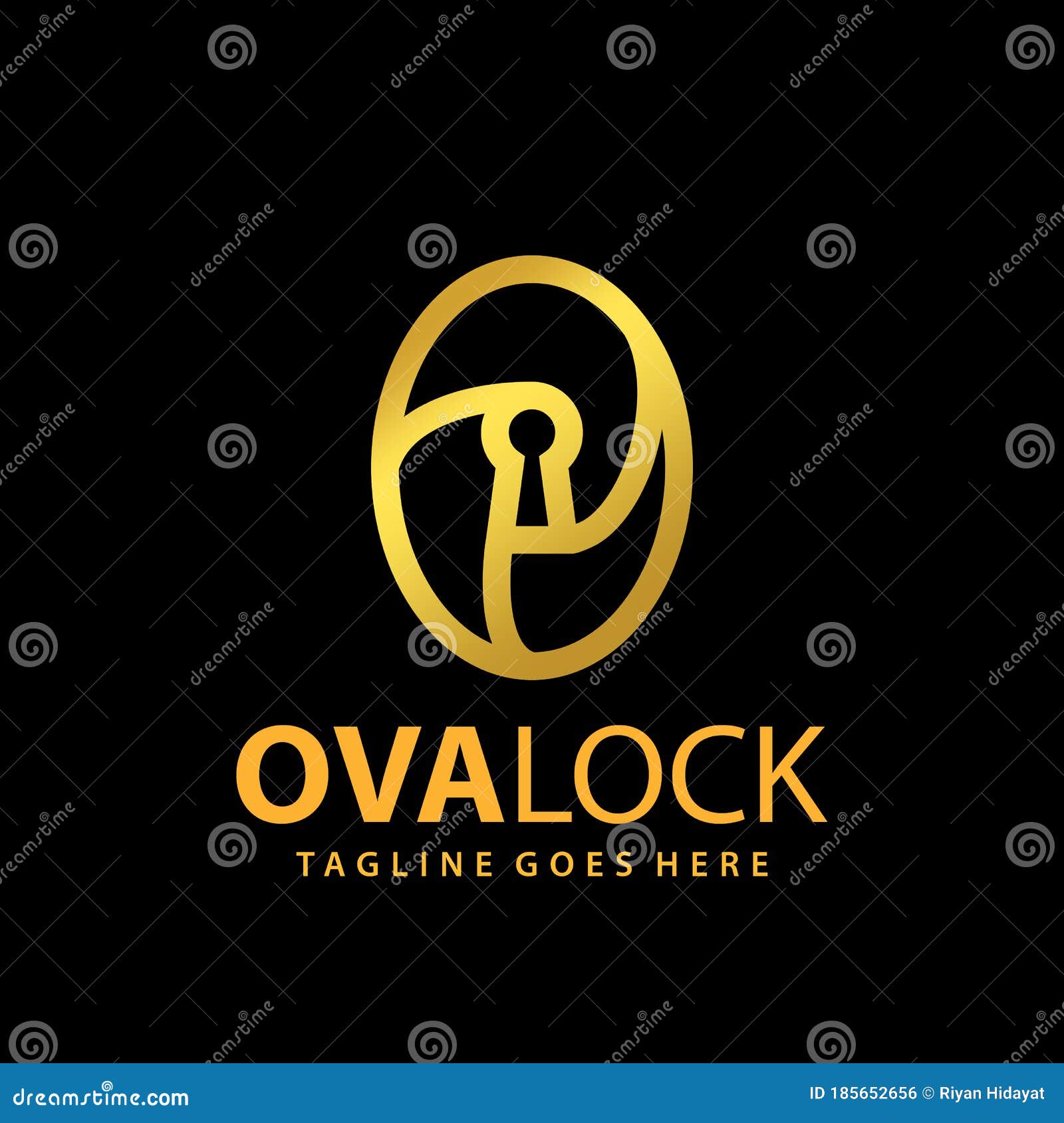 Abstract Gold Oval Key Lock Logo Design Template Vector Stock Vector ...