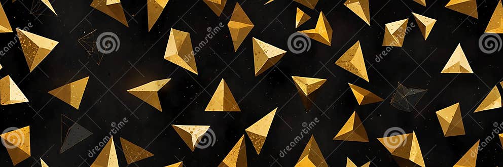 Abstract Gold Polygon Triangles on Black Background Design Ai Generated ...
