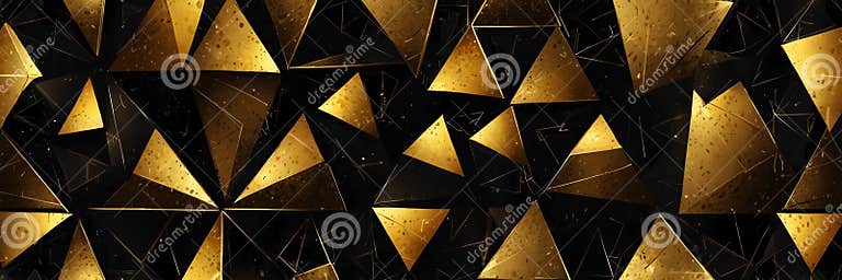 Abstract Gold Polygon Triangles on Black Background Design Ai Generated ...