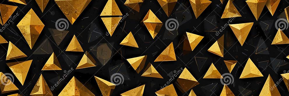 Abstract Gold Polygon Triangles on Black Background Design Ai Generated ...