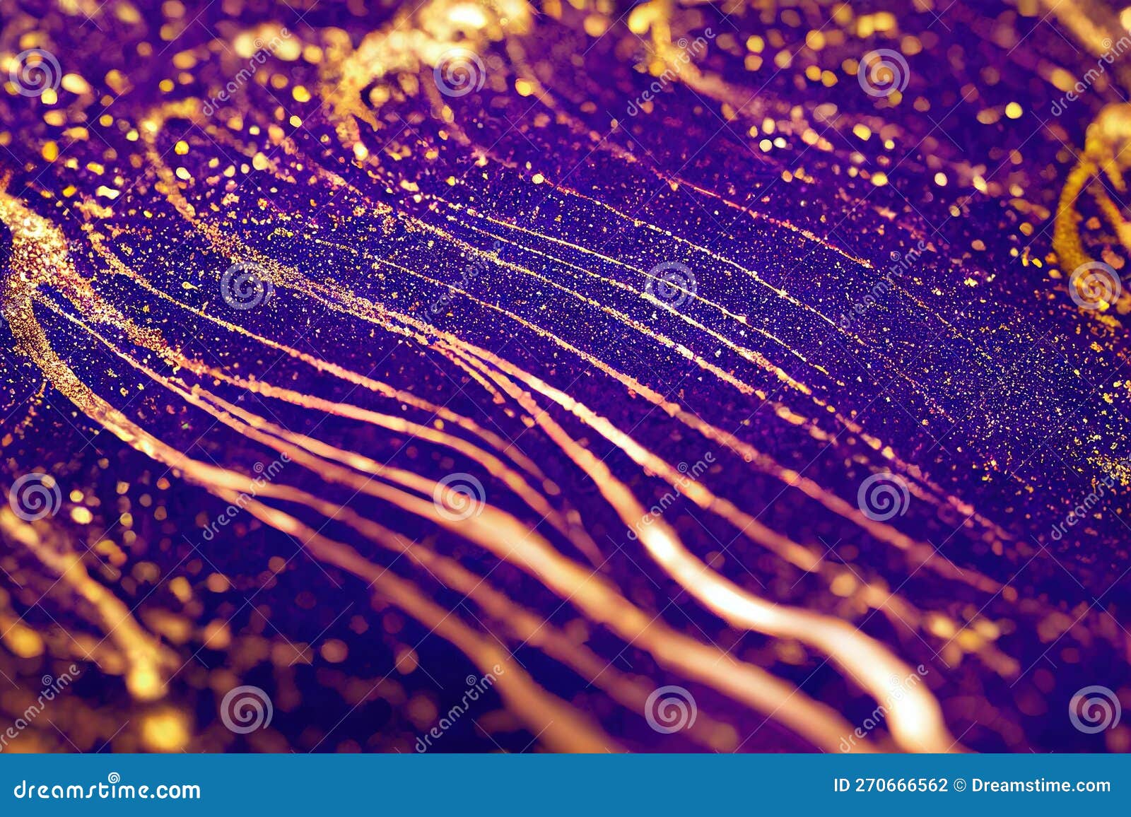 Abstract Gold Powder Strings on Purple Background Digital Illustration ...