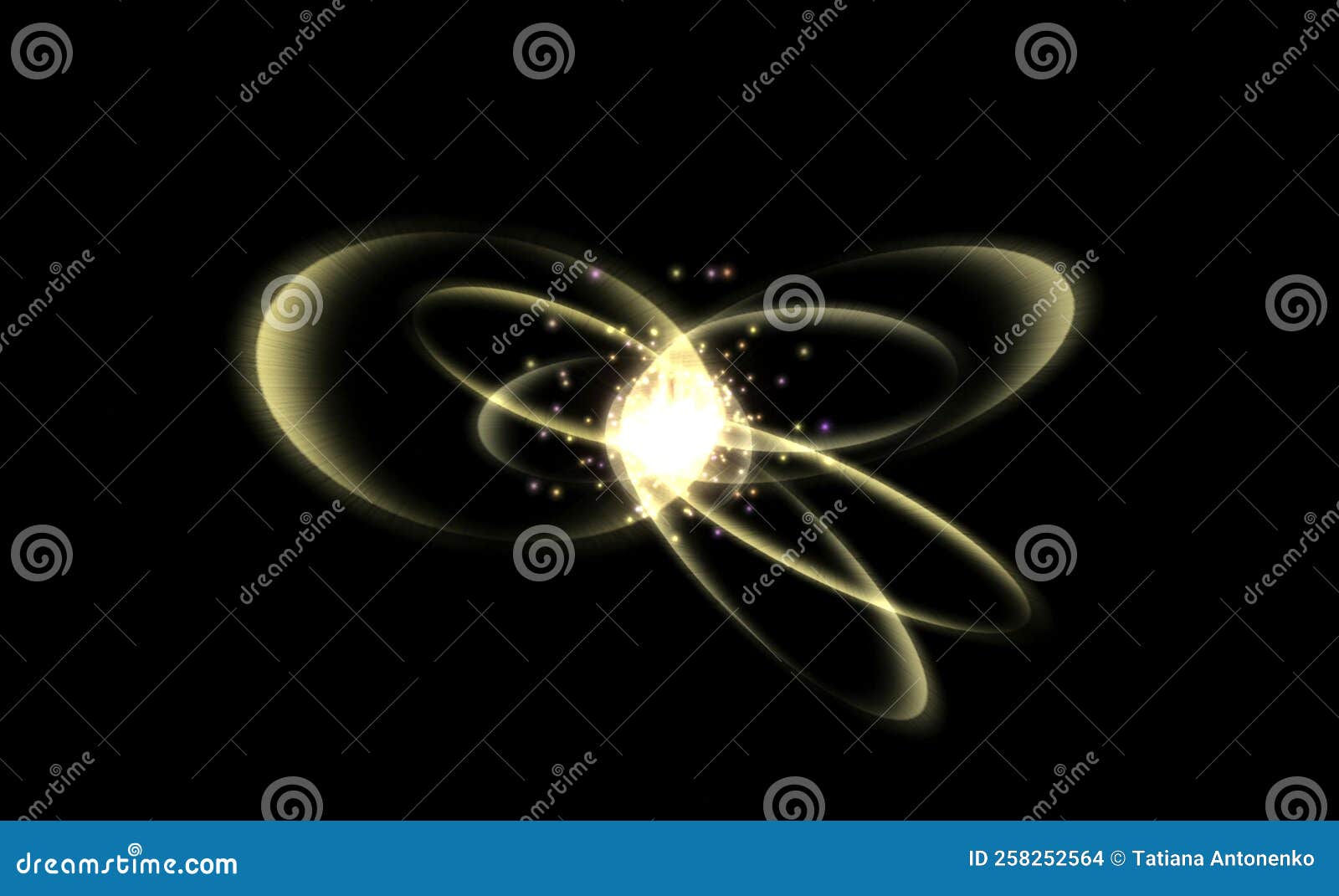 Abstract Gold Pulsating Glow Element from Particles and Dots. Explosion ...