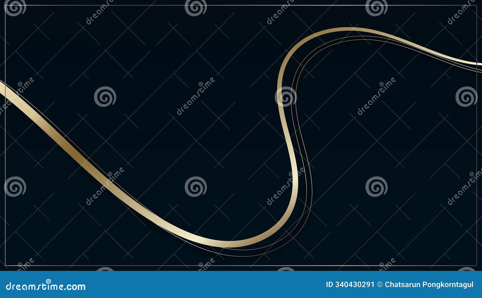 Abstract Gold Ribbon Elements with Glowing Light Effect on Dark ...