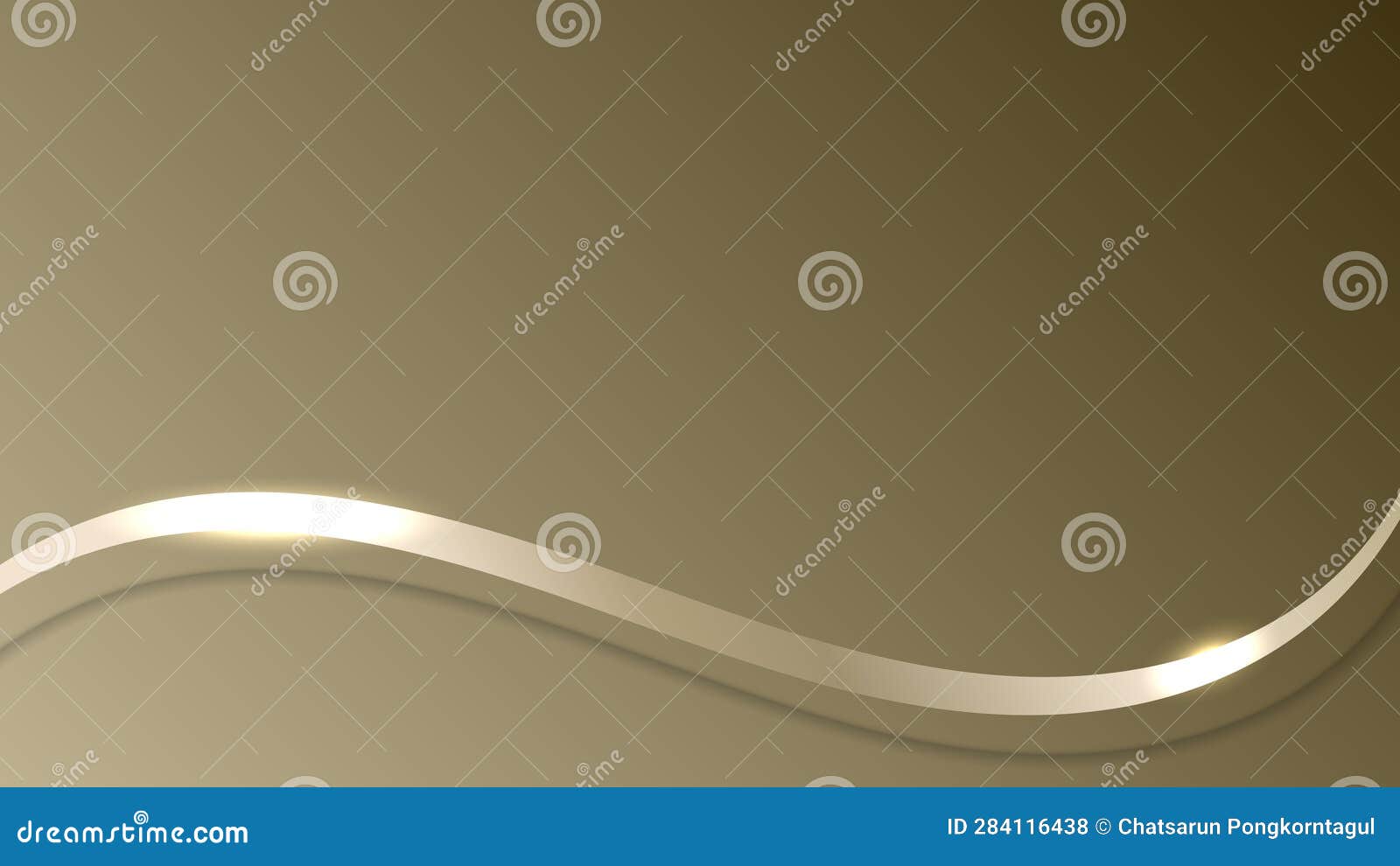 Abstract Gold Ribbon with Glowing Light Effect on Brown Background ...